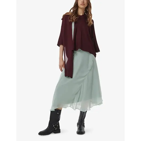LEEM Asymmetric-panel High-waist Chiffon Midi Skirt