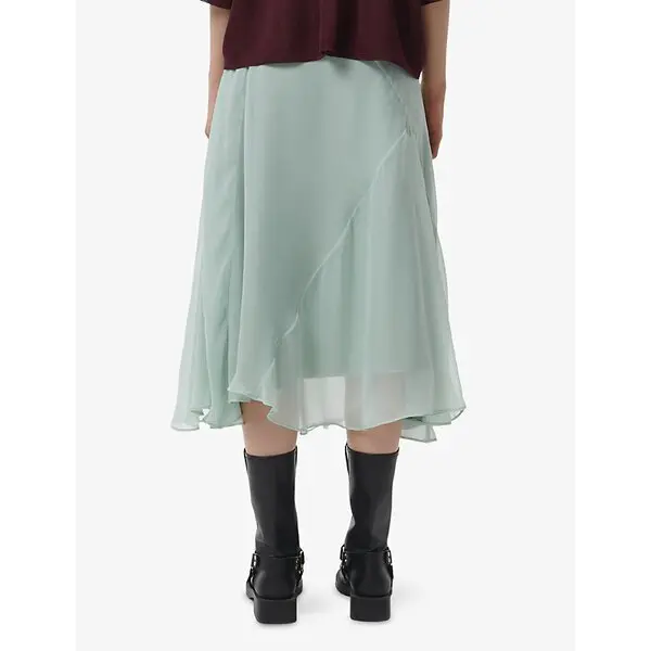 LEEM Asymmetric-panel High-waist Chiffon Midi Skirt