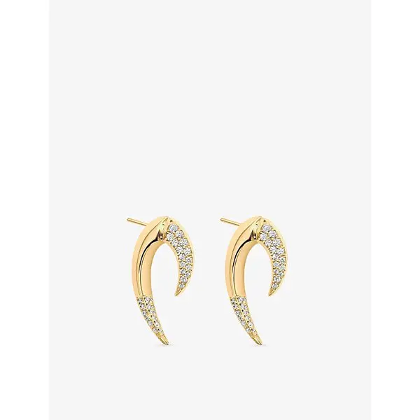 SHAUN LEANE Talon Large 18ct Yellow-gold And Diamond Earrings - 18ct Yellow  Gold