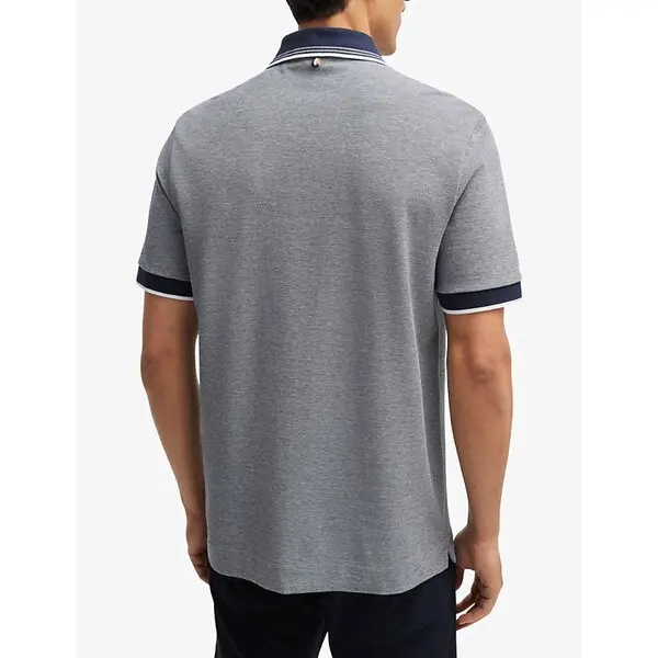BOSS Logo-embroidered Short-sleeve Cotton Polo - Dark Blue