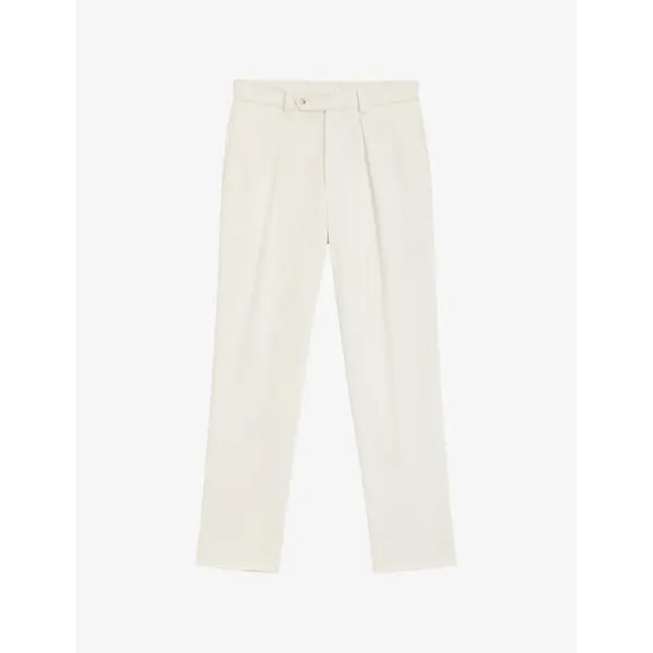 BOSS Beckham X Tailored Straight-leg Stretch-cotton Trousers - White