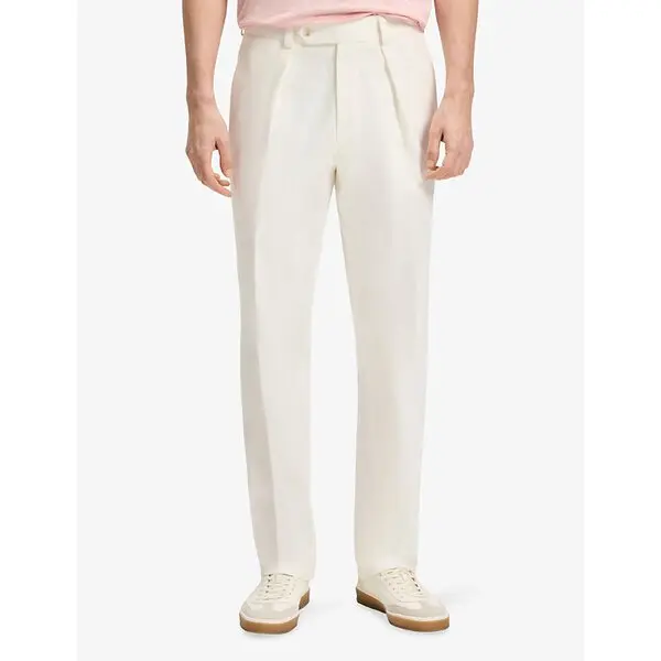 BOSS Beckham X Tailored Straight-leg Stretch-cotton Trousers - White
