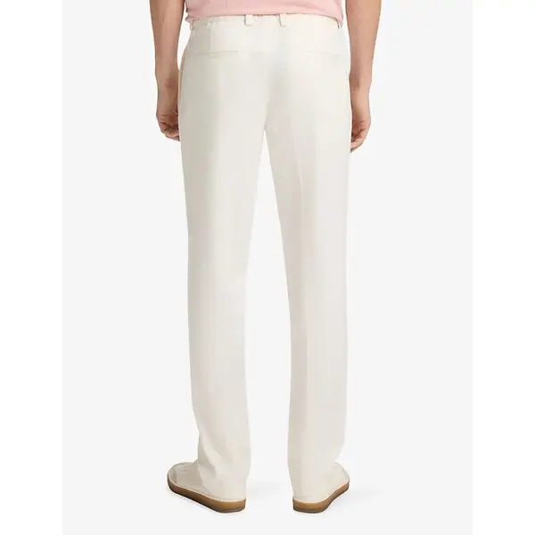 BOSS Beckham X Tailored Straight-leg Stretch-cotton Trousers - White