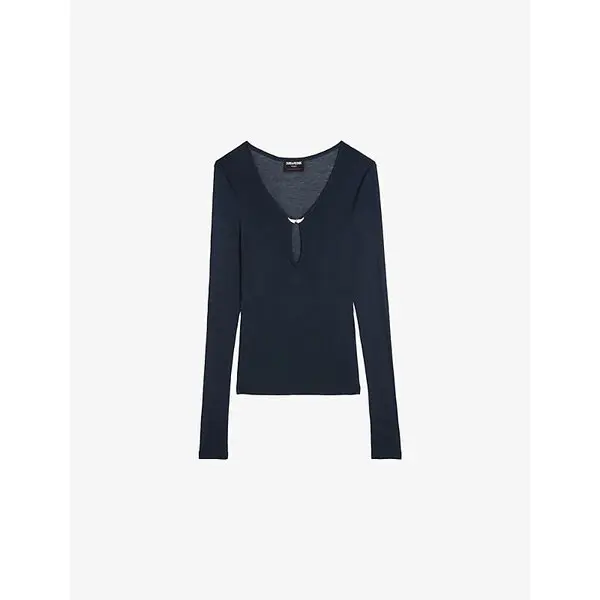 Zadig&Voltaire Wing-embellished Long-sleeve Woven Top