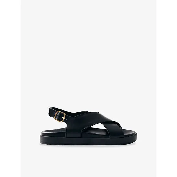 ALOHAS Nico Crossover Leather Sandals - Black