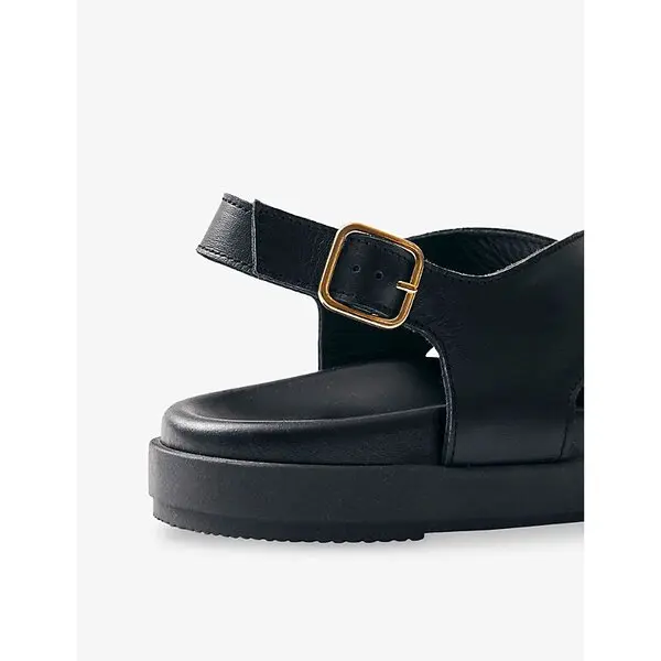 ALOHAS Nico Crossover Leather Sandals - Black