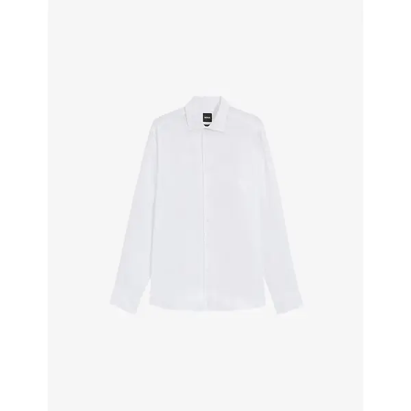 BOSS Beckham X Regular-fit Button-down Linen Shirt