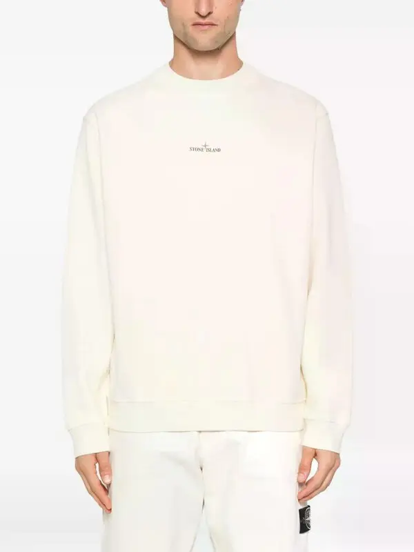 Stone Island Logo-print Cotton Sweatshirt - Neutrals