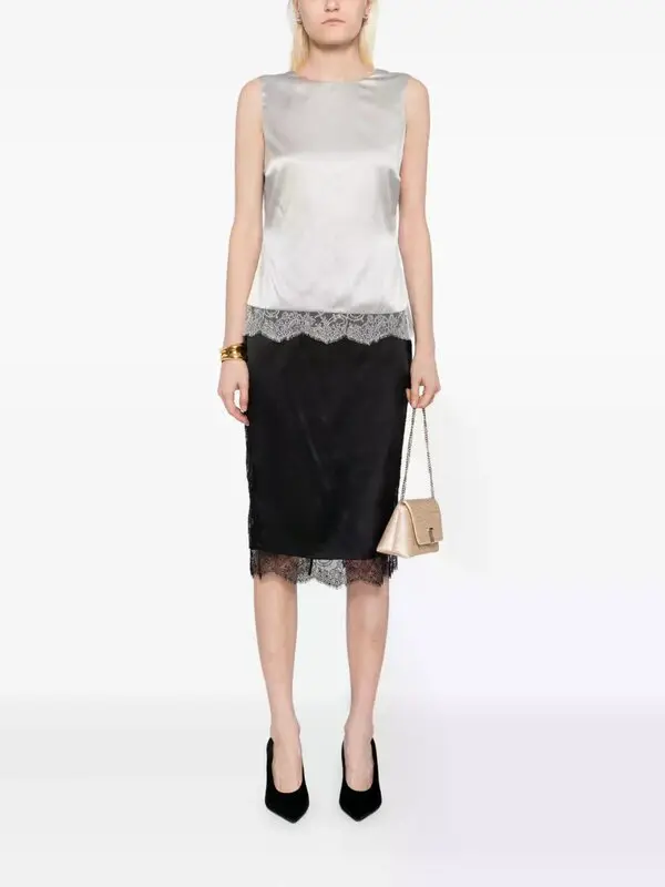 TOM FORD Lace-trimmed Sleeveless Top - Silver