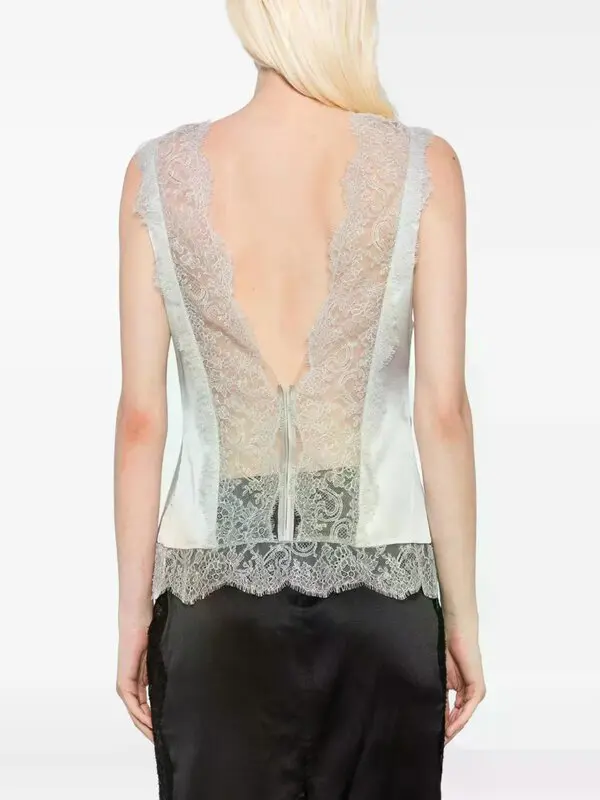 TOM FORD Lace-trimmed Sleeveless Top - Silver