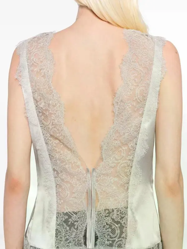 TOM FORD Lace-trimmed Sleeveless Top - Silver