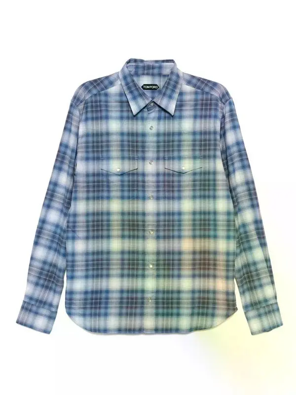 TOM FORD Check-pattern Shirt - Blue