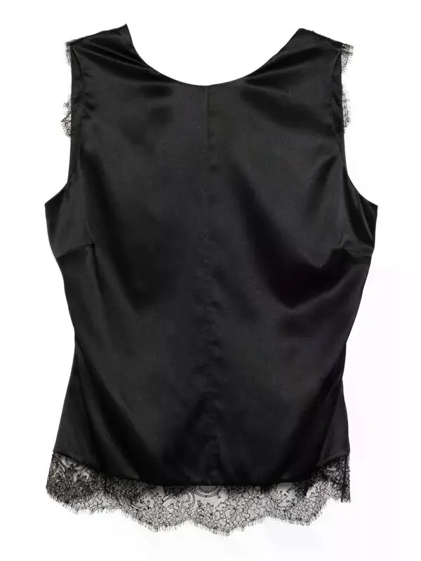 TOM FORD Lace-trimmed Satin Top - Black