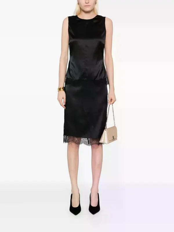 TOM FORD Lace-trimmed Satin Top - Black