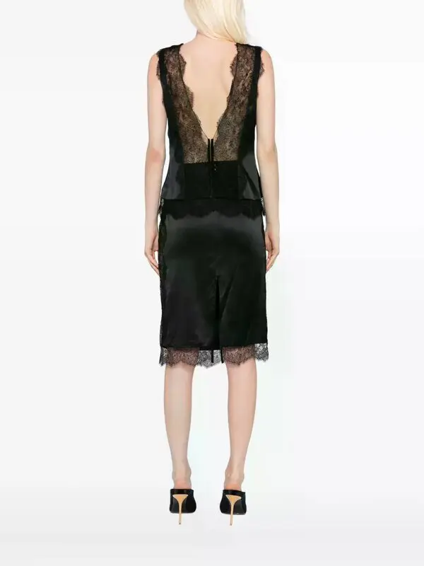 TOM FORD Lace-trimmed Satin Top - Black