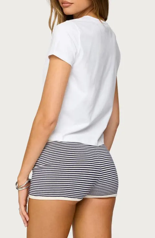 EDIKTED Ornella V-neck Stretch Cotton T-shirt