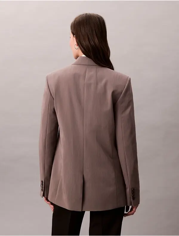 Calvin Klein Double-breasted Wool Gabardine Blend Blazer