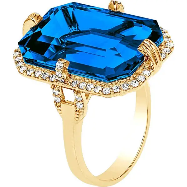 Goshwara Gossip Emerald Cut Ring - Deep Blue