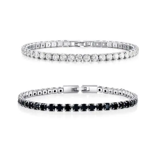 DONATELLO GIAN 2-pack 'name's Tennis Bracelets - Silver