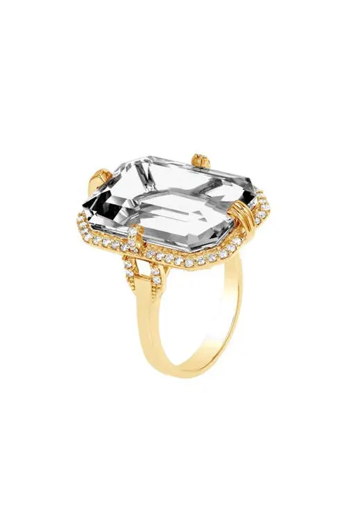Goshwara Emerald Cut Ring With Pavé Diamonds - Clear