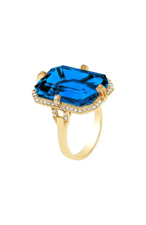 Goshwara Emerald Cut Ring With Pavé Diamonds - Deep Blue