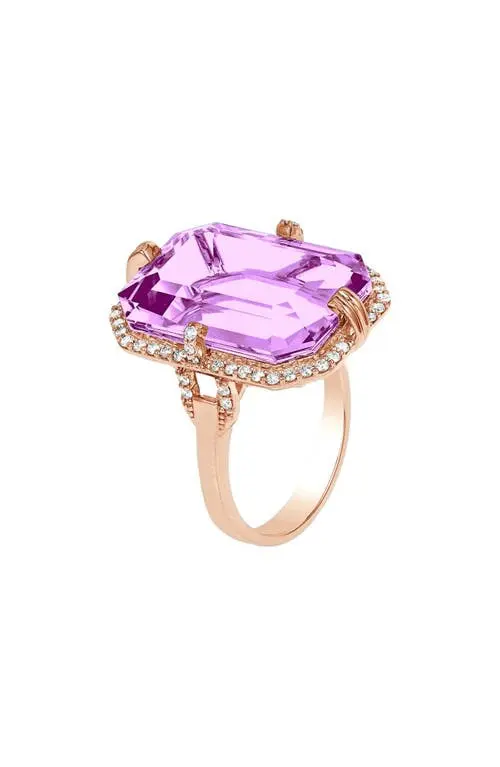 Goshwara Emerald Cut Ring With Pavé Diamonds - Lavender