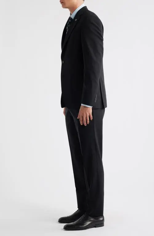 JACK VICTOR Stacie Trim Fit Solid Wool Suit - Black