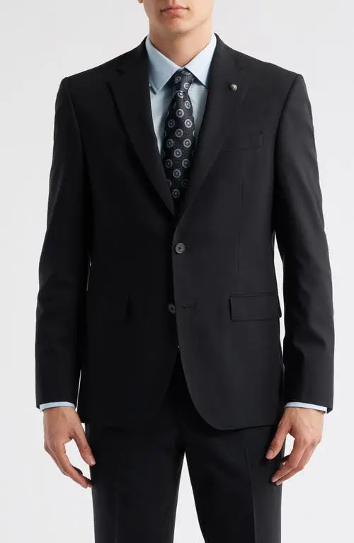 JACK VICTOR Stacie Trim Fit Solid Wool Suit - Black
