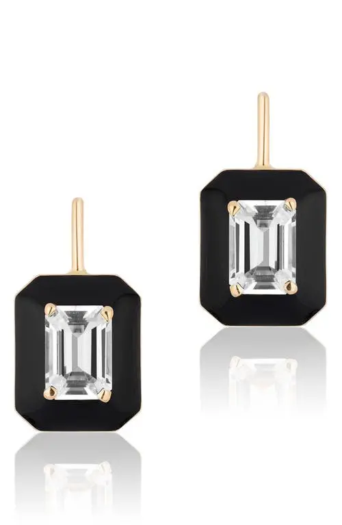 Goshwara Queen Emerald Cut Lever-back Earrings - Black/clear