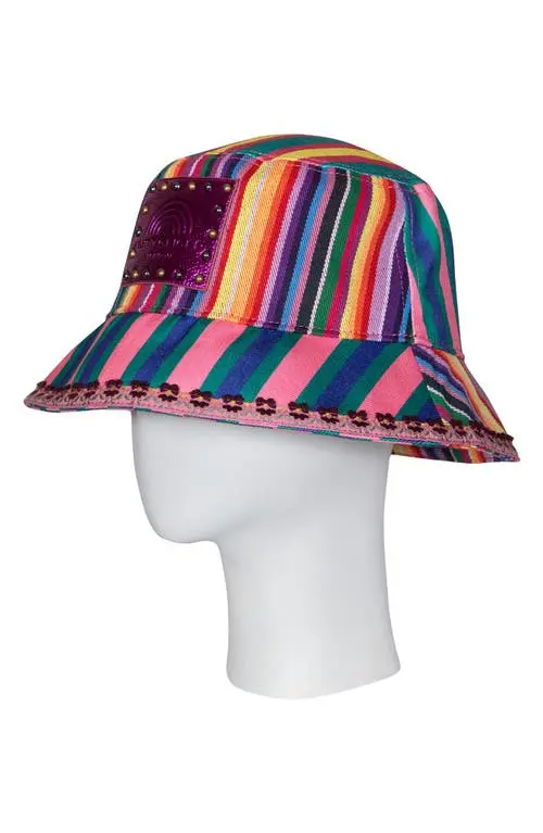 Kurt Geiger Southbank Mix Stripe Bucket Hat - Dark Rainbow