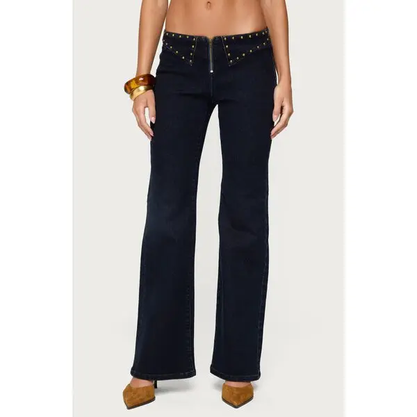 EDIKTED Carys Low-rise Stud Flare Jeans