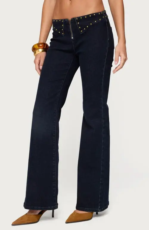 EDIKTED Carys Low-rise Stud Flare Jeans