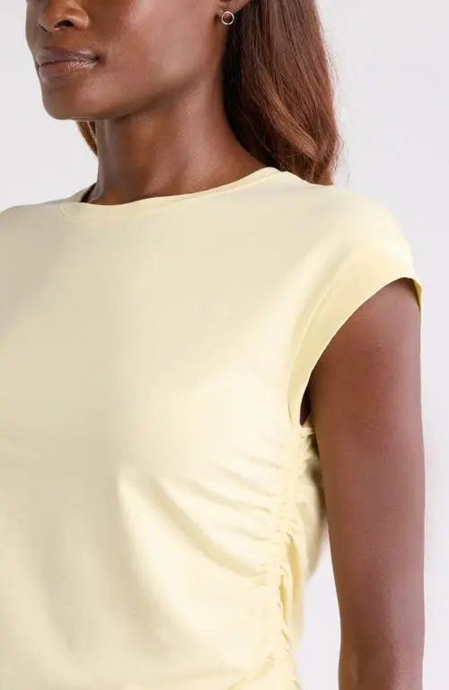 Zella Breezy Ruched Top - Yellow Flan