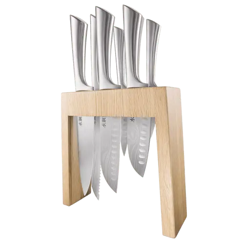 CUISINE::PRO® Damashiro® Mizu 7-piece Knife Block - Silver