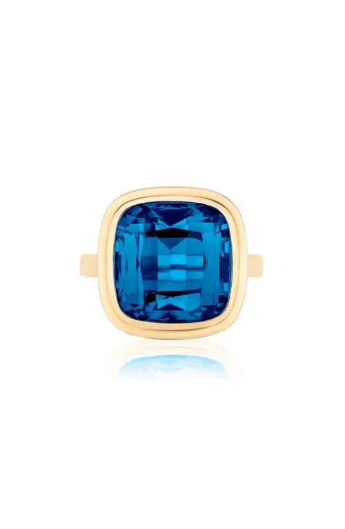Goshwara Manhattan Cushion Cut Topaz Cocktail Ring - Deep Blue