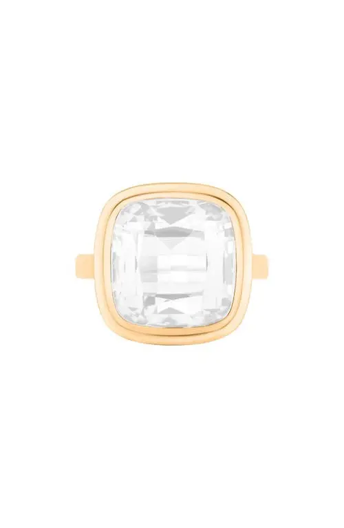 Goshwara Manhattan Cushion Cut Topaz Cocktail Ring - White