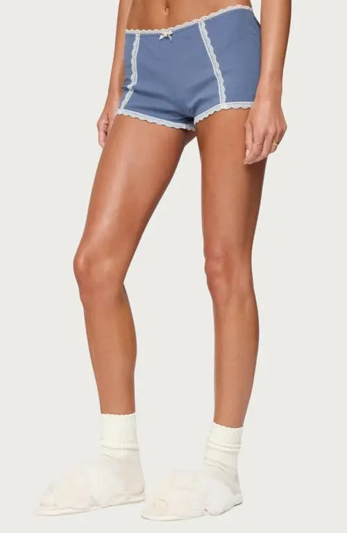 EDIKTED Eliane Lace Trim Micro Shorts