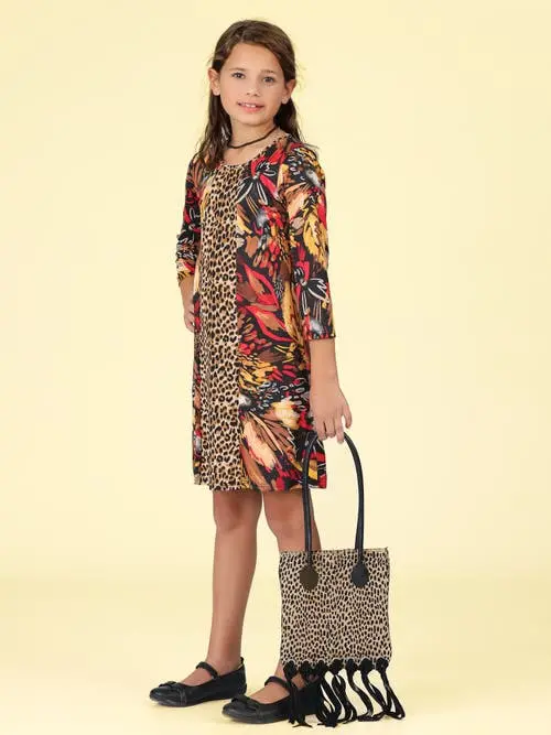 24SEVENKID Multiprint Knee Length Dress