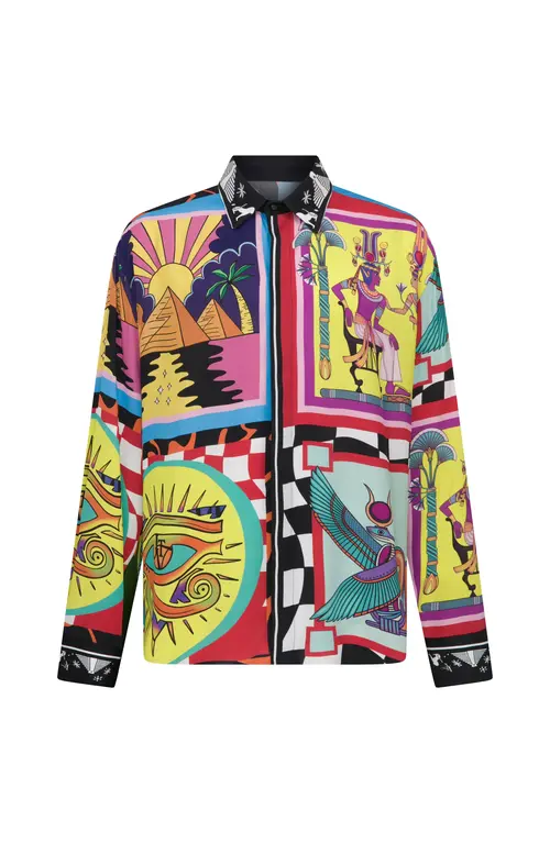 JE TE VEUX Egypt Print Shirt - Multi-colored