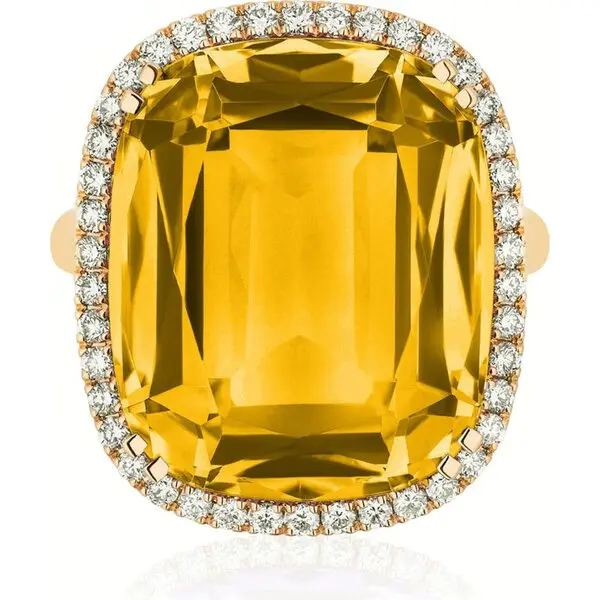 Goshwara Cushion Cut Blue Topaz And Diamond Ring - Citrine