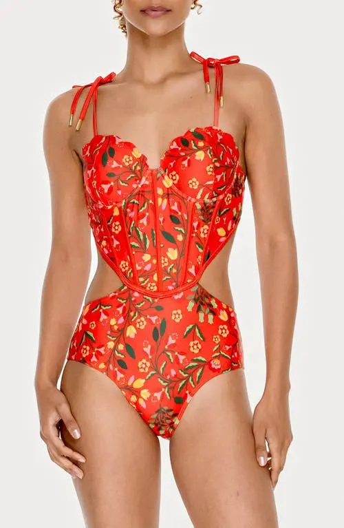 JESSIE ZHAO NEW YORK Scarlet Bloom One-piece Swimsuit - Red