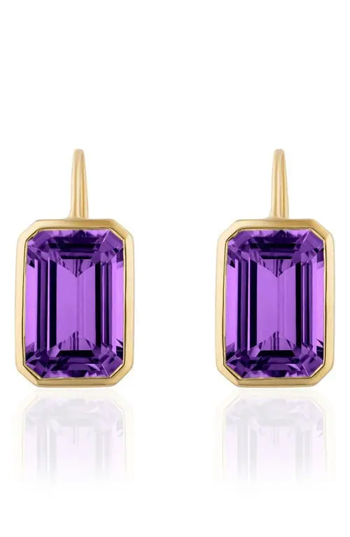 Goshwara Gossip Emerald Cut Drop Earrings - Purple