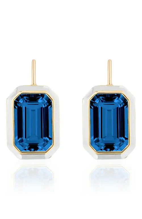 Goshwara Queen Emerald Cut Stone Earrings - Deep Blue