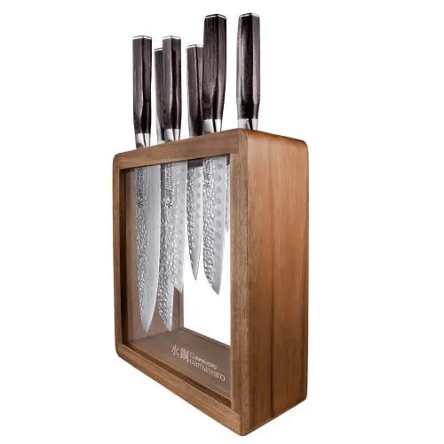 CUISINE::PRO® Damashiro Emperor® Mokuzai 7-piece Knife Block - Silver