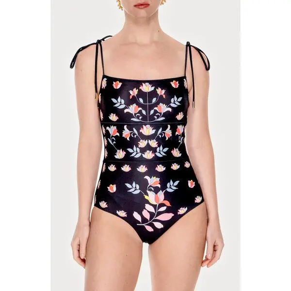 JESSIE ZHAO NEW YORK Printed Reversible One-piece Swimsuit - Black