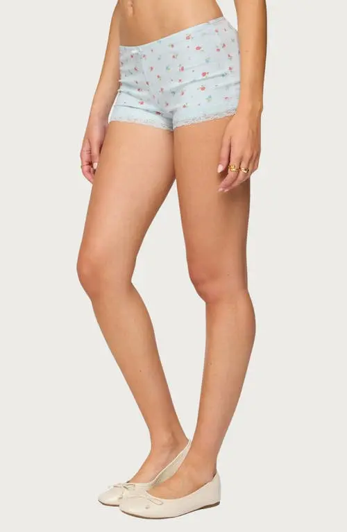 EDIKTED Aurea Floral Lace Micro Shorts
