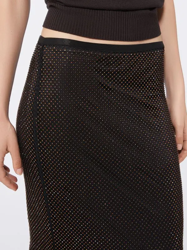 Max Mara Midi Skirt With Rhinestone Embellishments