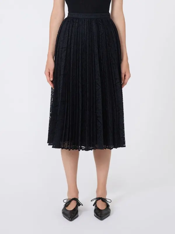 Max Mara Plissé-pleated Lace Midi Skirt