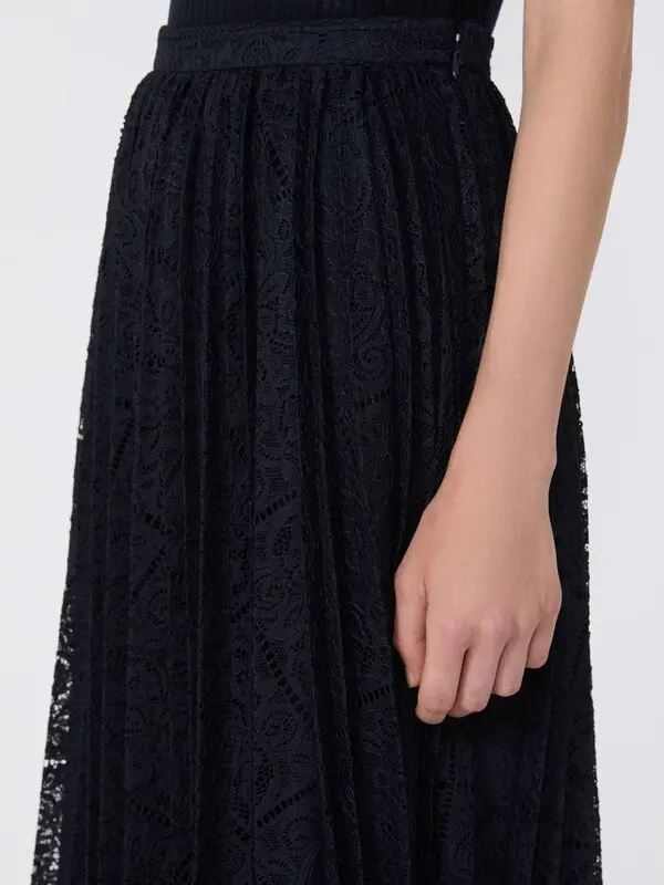 Max Mara Plissé-pleated Lace Midi Skirt