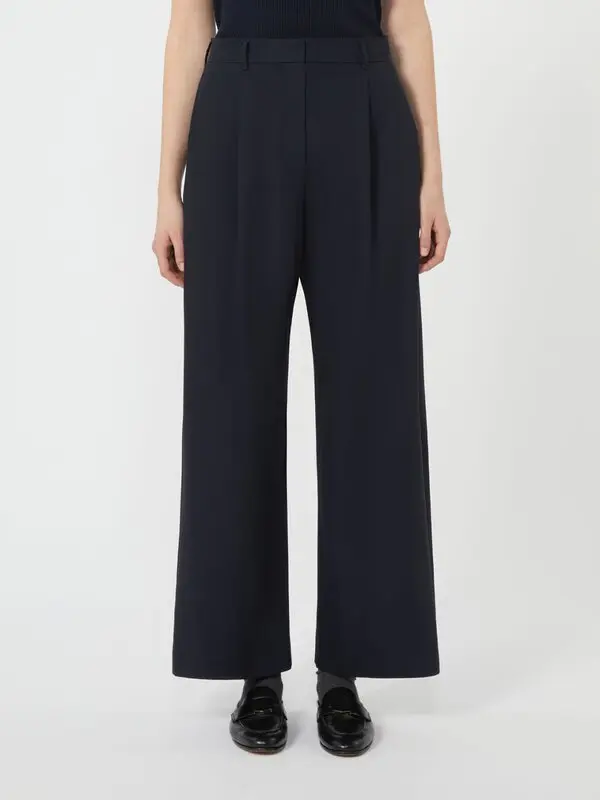 Max Mara Wide Leg Wool Crepe Trousers